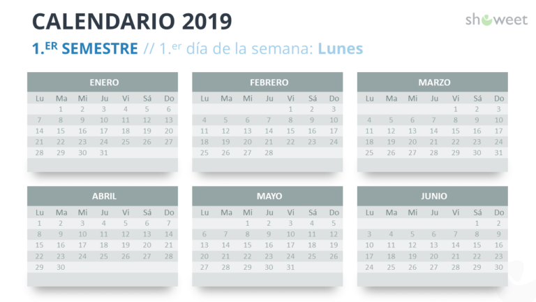 Calendario 2019 para PowerPoint (Español)