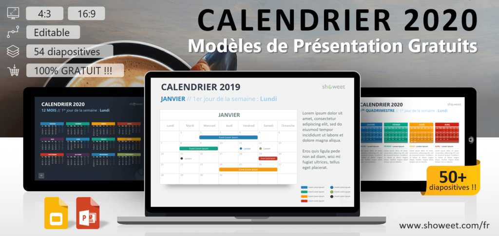 Modèles gratuits Google Slides et PowerPoint Calendrier
