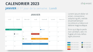 Calendrier 2023 pour PowerPoint et Google Slides - Showeet