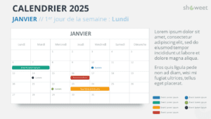 Calendrier 2025 pour PowerPoint et Google Slides